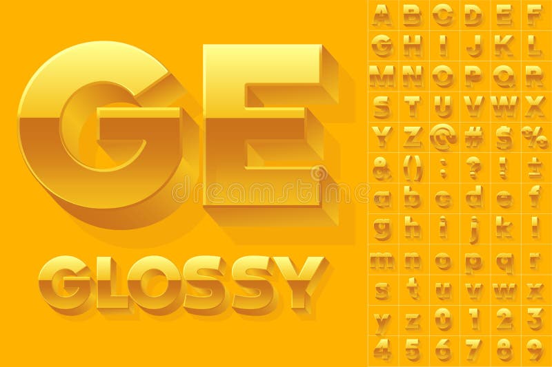 Vector Alphabet of Simple 3d Glossy Letters Stock Vector - Illustration ...