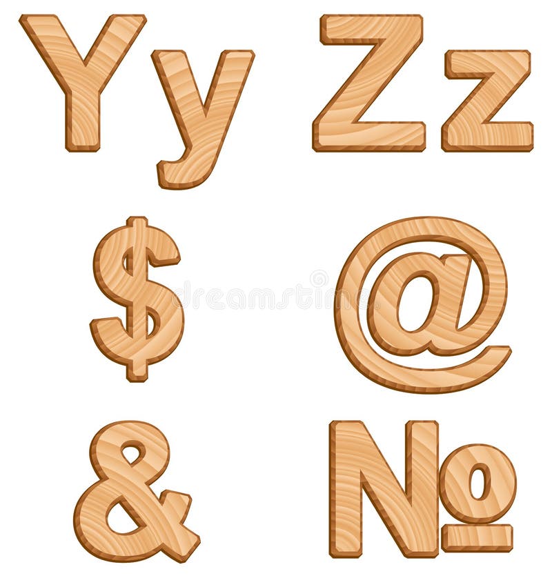 Vector Alphabet with Texture of Wood Stock Vector - Illustration of ...