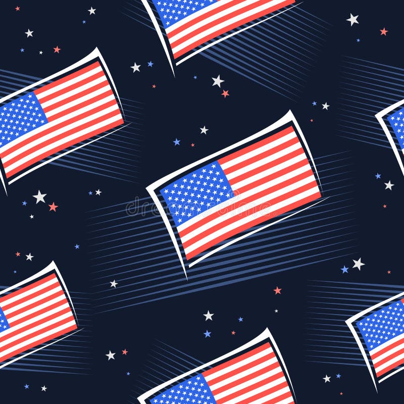 Vector American Flags Seamless Pattern Stock Vector - Illustration of ...