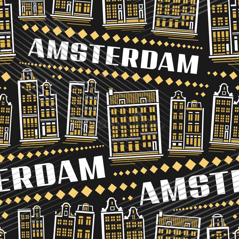 Vector Amsterdam Seamless Pattern Stock Vector - Illustration of word ...