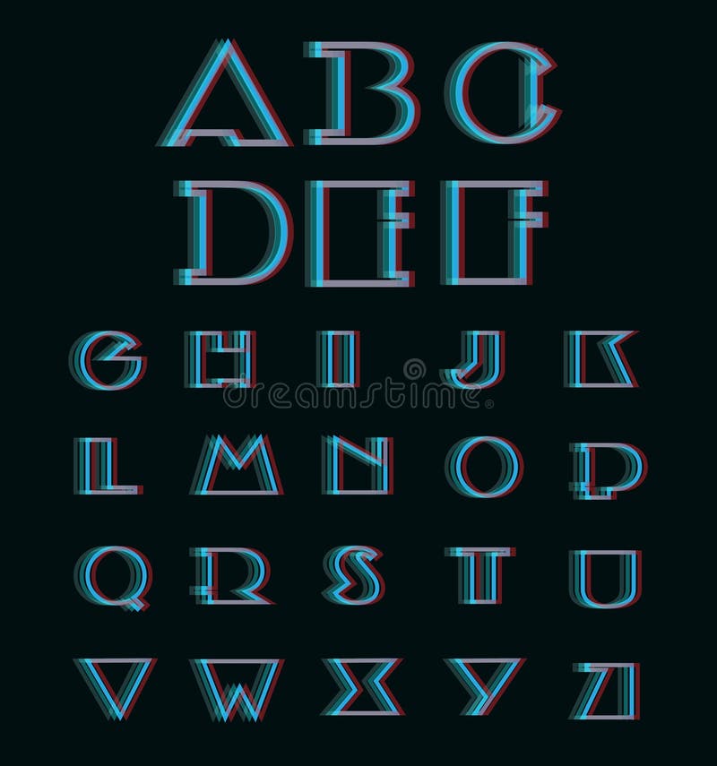 Vector Anaglyph 3D Alphabet Set Stock Vector - Illustration of anaglyph ...