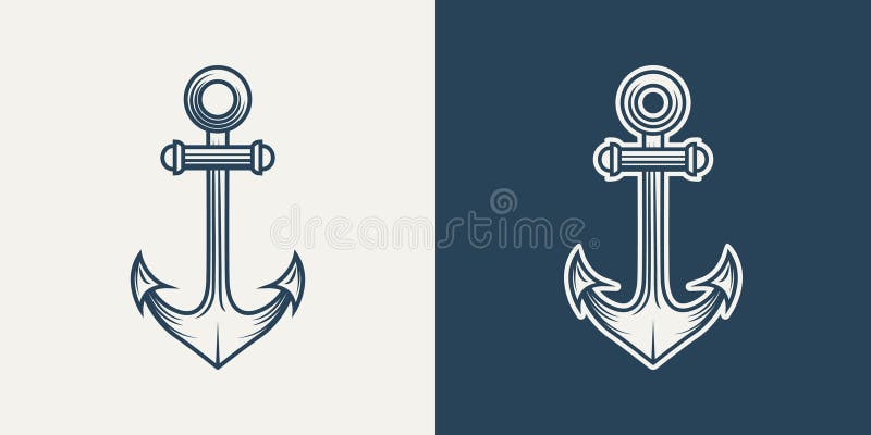 Vector Anchors. Anchor Silhouette Icon Set. Anchor with Outline. Anchor ...