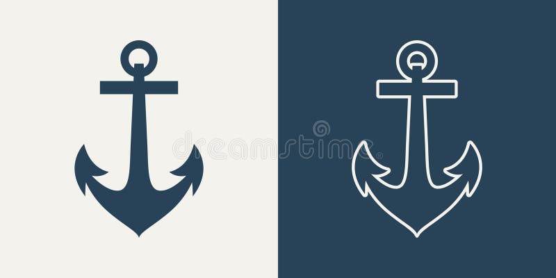 Vector Anchors. Anchor Silhouette Icon Set. Anchor with Outline. Anchor ...