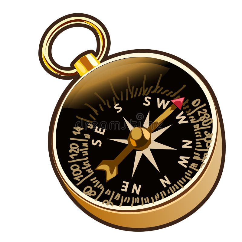 Vector Ancient Compass in Cartoon Style Stock Vector - Illustration of ...