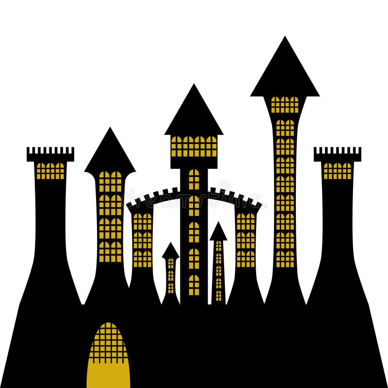 Isolated Ancient Gothic Castle Black Silhouette Stock Illustration ...