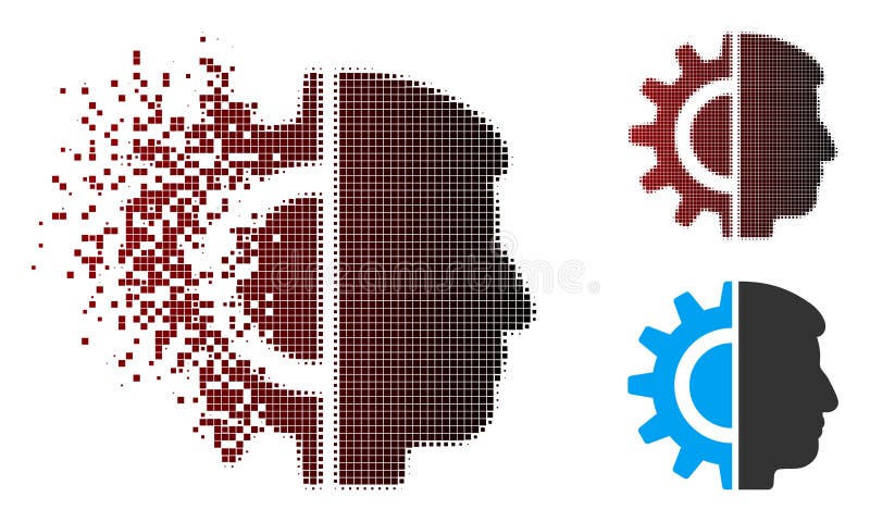 Damaged Pixel Halftone Android Robotics Icon Stock Vector ...
