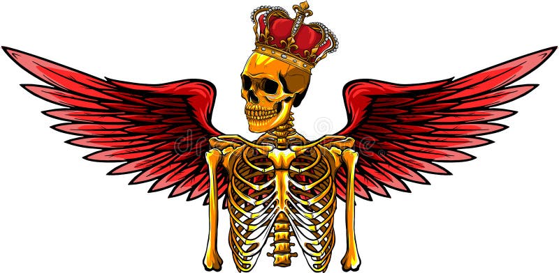 Vector Angel Skeleton with Wing and Crown Stock Vector - Illustration ...