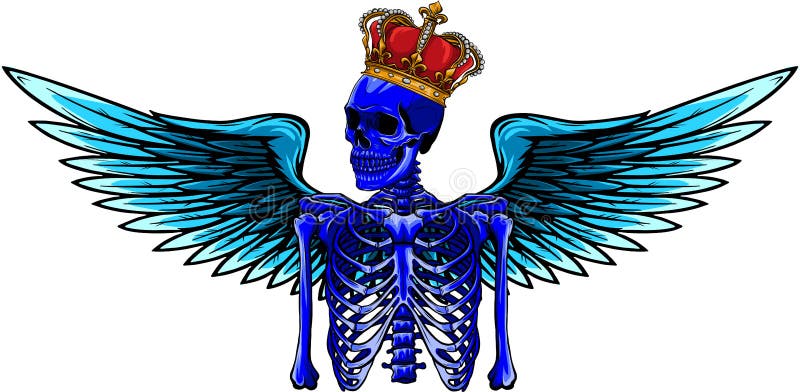Vector Angel Skeleton with Wing and Crown Stock Vector - Illustration ...