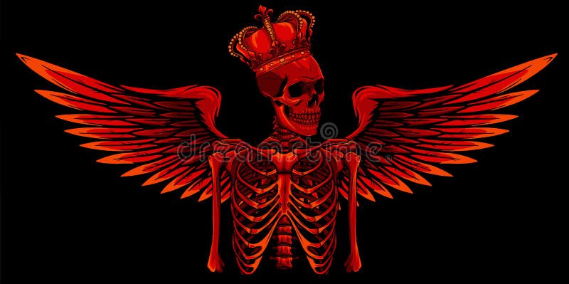 Vector Angel Skeleton with Wing and Crown Stock Vector - Illustration ...