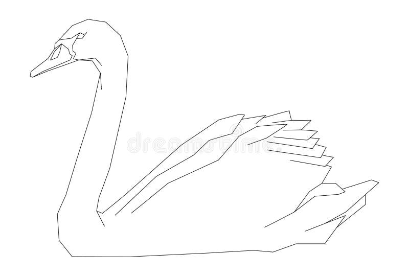 Swan Geometric Line Art Design. Contour for Tattoo, Logo, Emblem and ...
