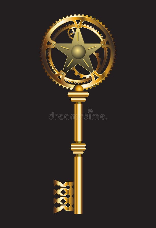 Vector Antique Golden Key on a Blac Background. Stock Illustration ...