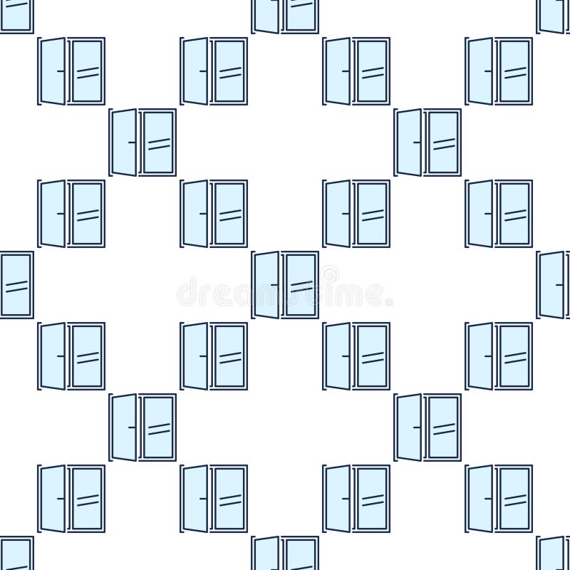Vector Apartment Window Blue Seamless Pattern Stock Illustration ...