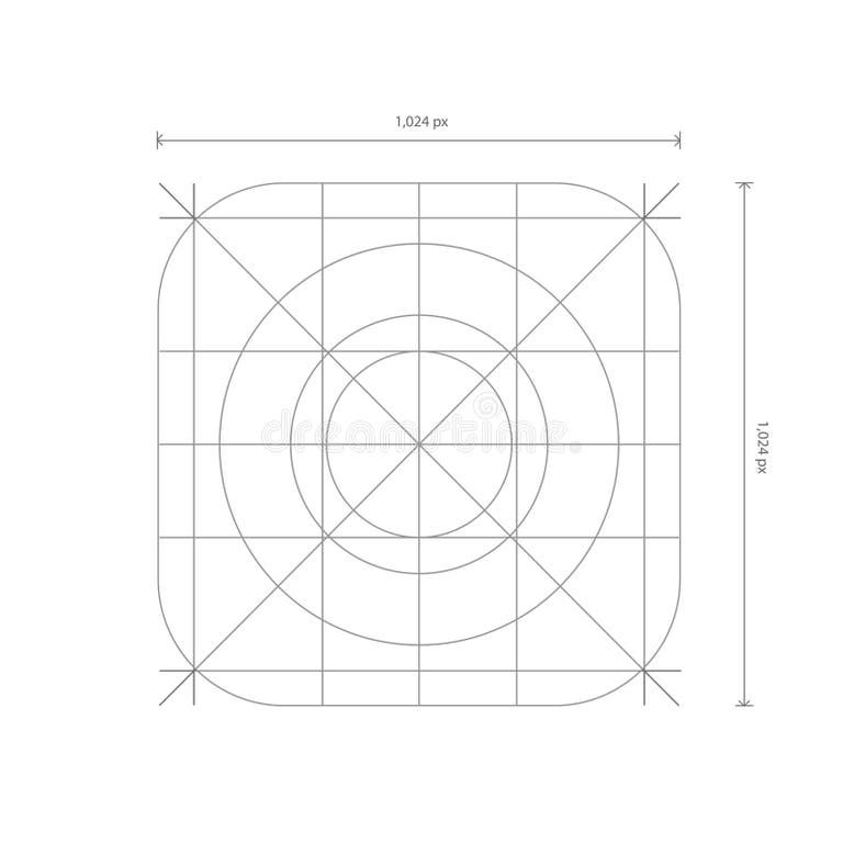 Vector App Icon Dimensions, Development Grid Line Stock Vector ...