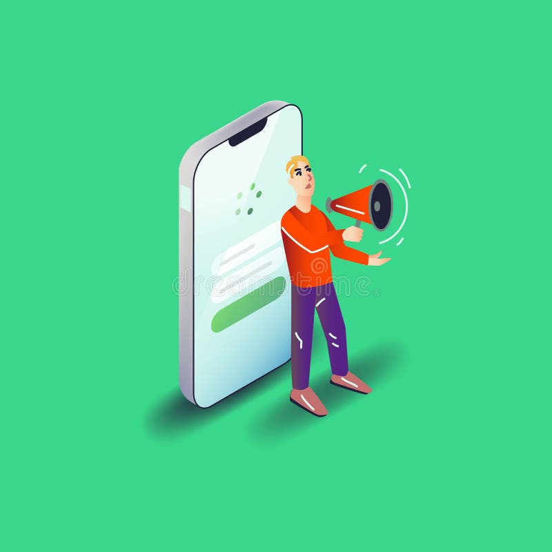 Vector App User Illustration. Flat Art with Smartphone Mobile ...
