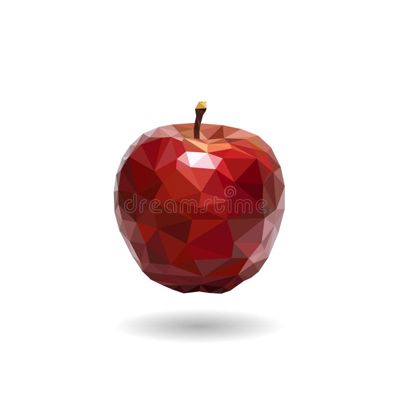 Vector Triangulation of Juicy Red Apple on White Background.Low Poly ...