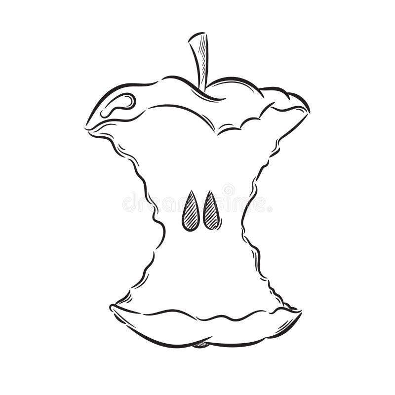 Apple Apple Core Sketch Stock Illustrations – 150 Apple Apple Core ...