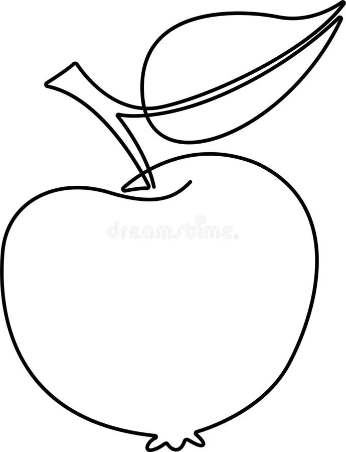 Vector Apple Drawn by Solid Line Stock Vector - Illustration of ...