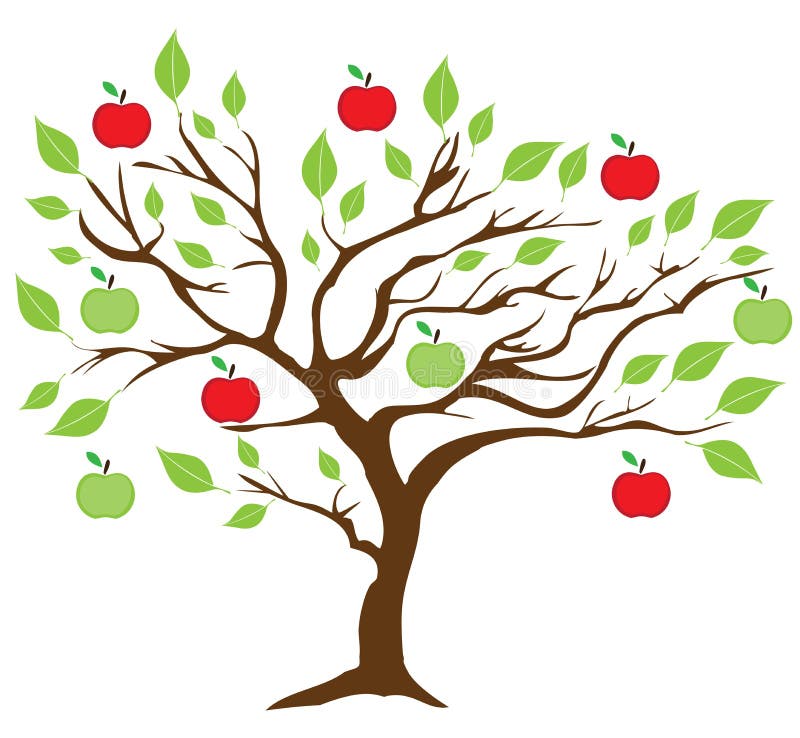 Vector apple tree stock vector. Illustration of graphic - 87471351