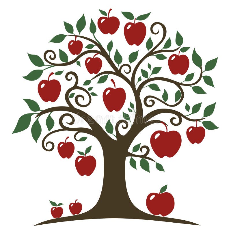 Vector Apple Tree on a White Background. Artistic Stylized Apple Tree ...