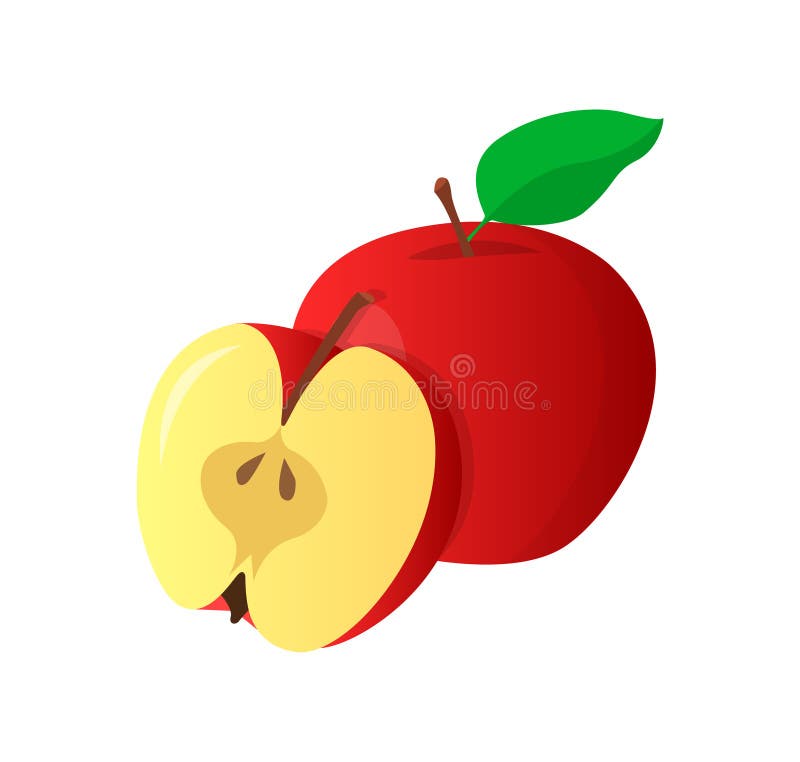 Vector Apple. the Apple is Whole and in Cut Stock Illustration ...
