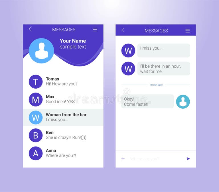 Vector Application with Chat Boxes. Messenger. Message Box Stock Vector ...