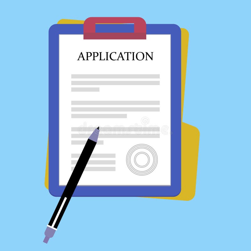 Vector Application Form. Clipboard with Document. Documents with Stamp ...