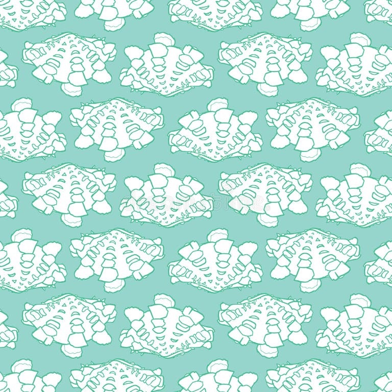 Vector Aqua Monochrome Rows of Giant Seashells Repeat Pattern. Suitable ...