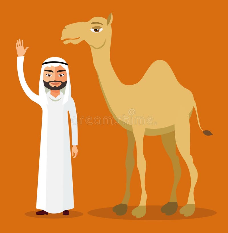 Vector - Arab Couple, Family, Muslim People and Camel, Saudi Cartoon ...