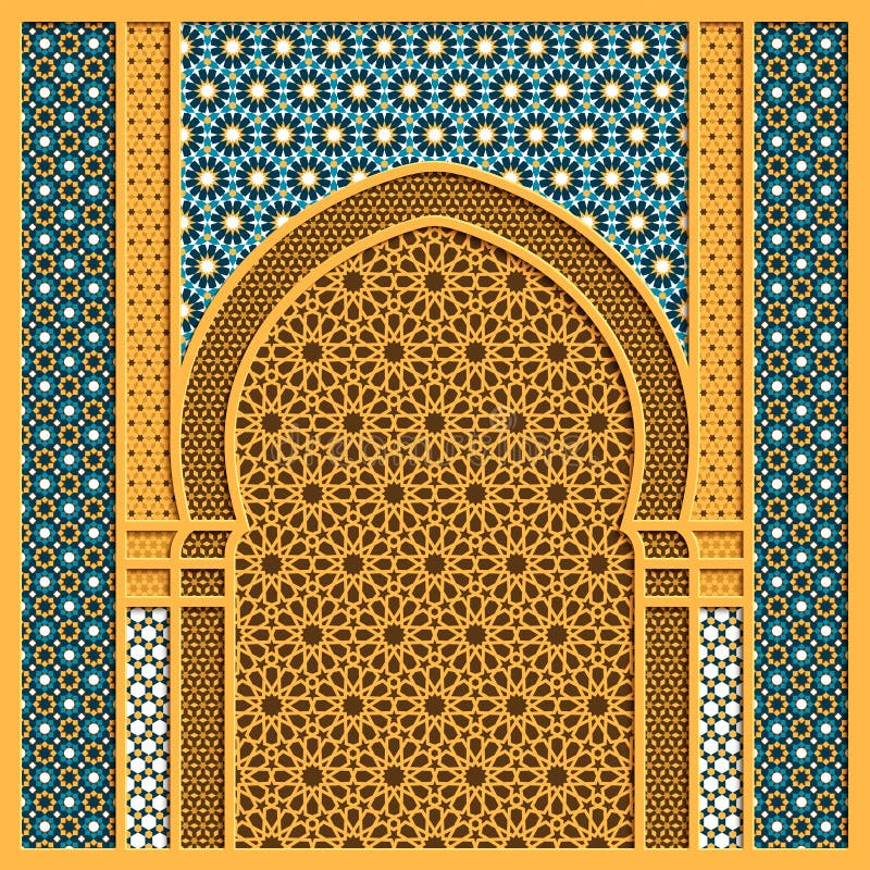 Vector Arabic Background With Traditional Window Frame And Arabic ...