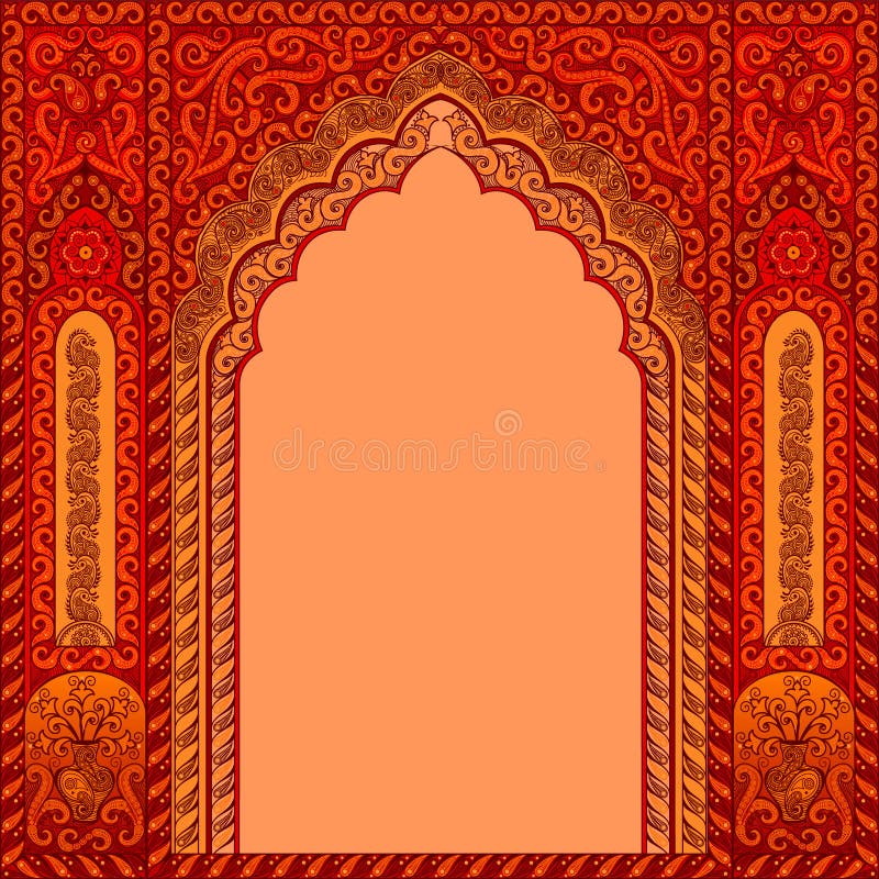 Traditional Red Indian Floral Temple Background Stock Vector ...