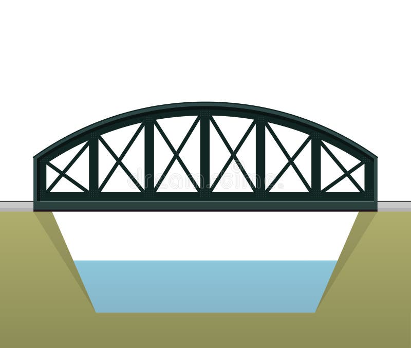 Vector Arched Train Bridge, Side View, on White Background. Stock ...