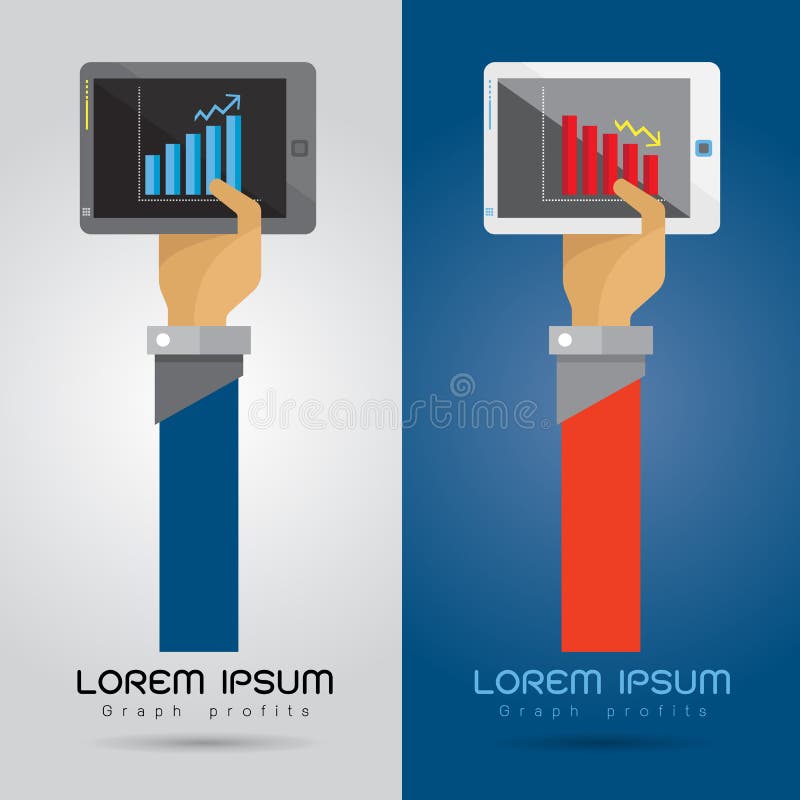 Vector Arm and Hand Set Tablet Percent Graph and Success Stock Vector ...