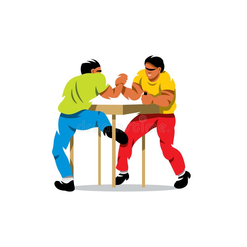 Vector Arm Wrestling Cartoon Illustration. Stock Vector - Illustration ...
