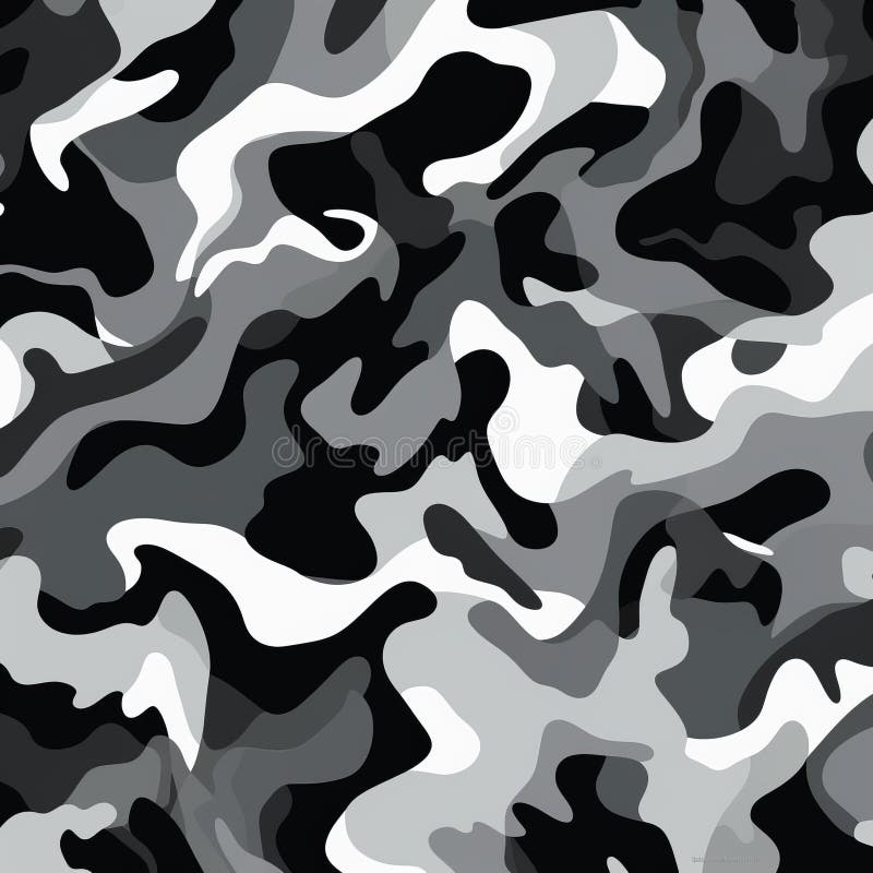 Vector Army Camouflage: Black and White Military Background Stock ...