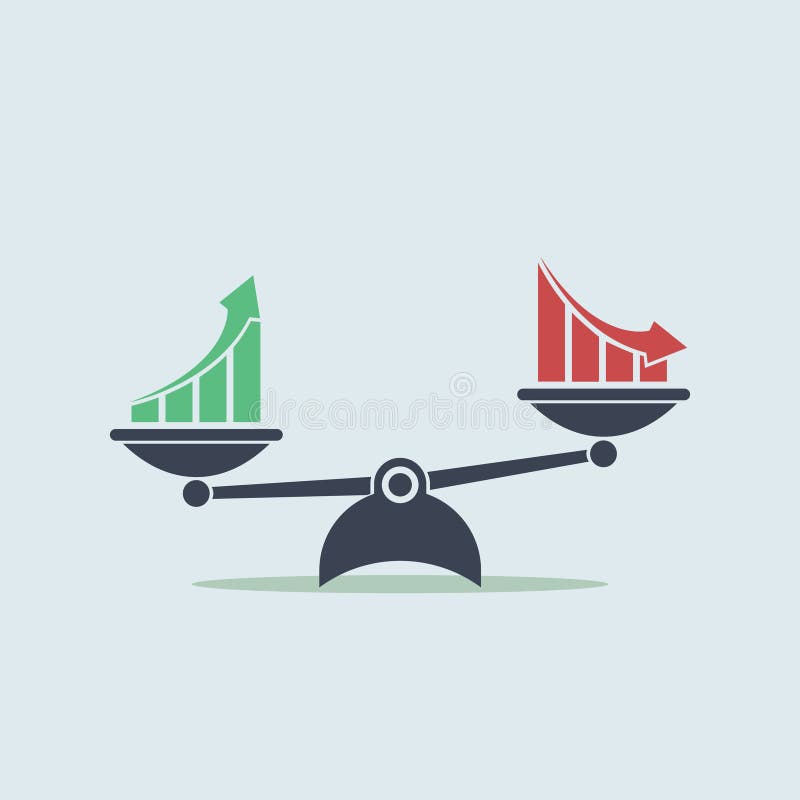 Vector Arrow Graph Up And Down On Scale. Concept Business. Vector Color ...