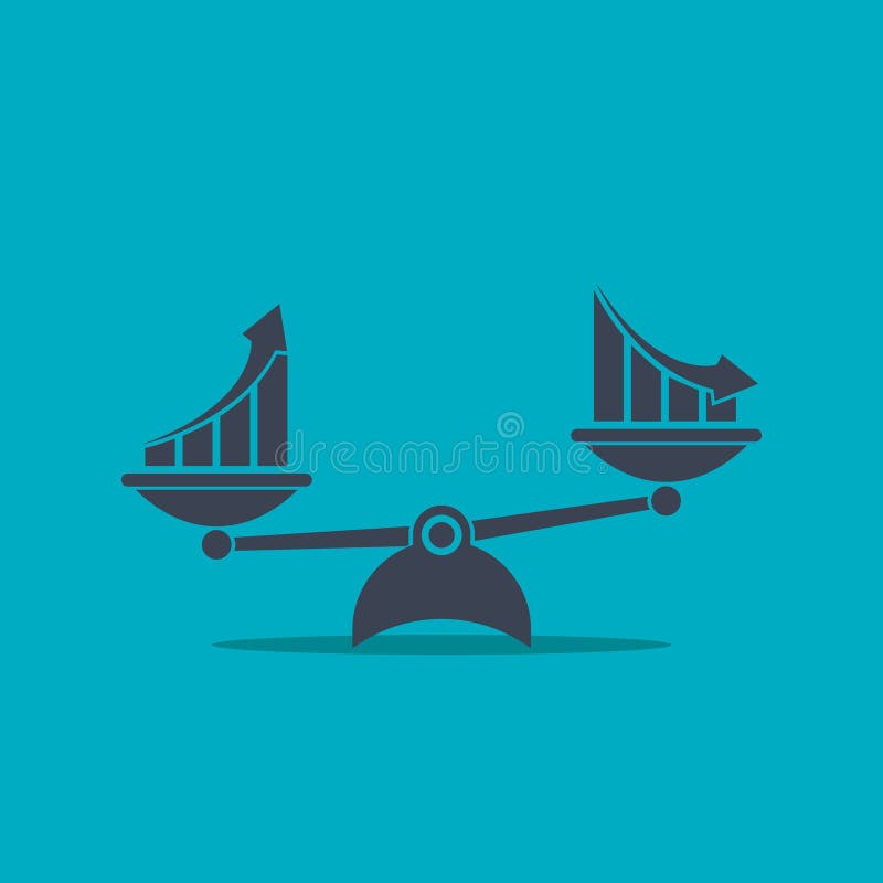 Vector Arrow Graph Up and Down on Scale. Concept Business Stock Vector ...