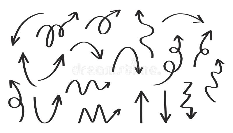 Vector Arrow Set. Set of Hand-drawn Arrows Isolated, Elements for ...