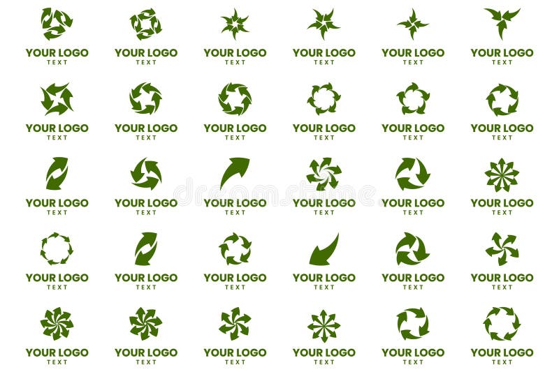 Vector Arrow Shape Logo Design in Different Style on Solid White ...