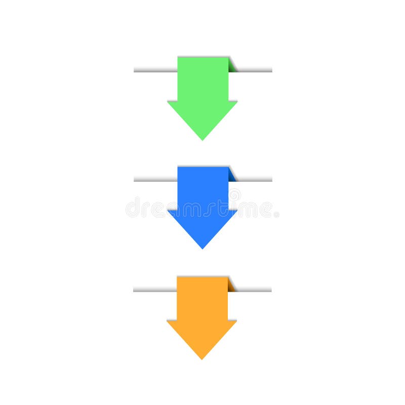 Vector Arrows Down, Colorful Design Elements on White Background, Note ...