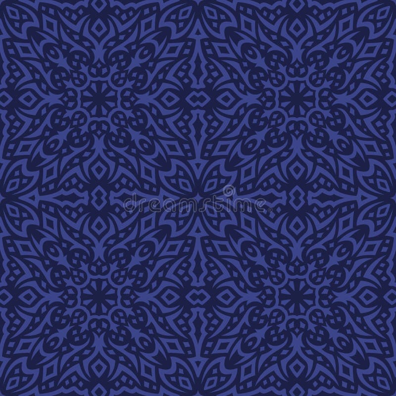 Vector Art with Abstract Blue Tribal Tile Pattern Stock Vector ...