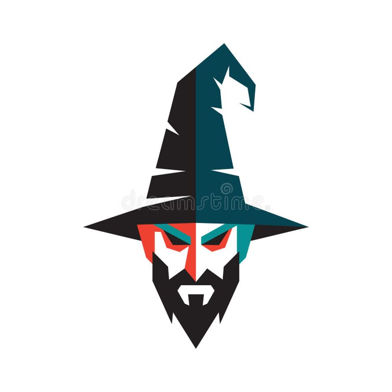 Vector Art of Abstract Wizard Hat and Wizard on White Background Stock ...