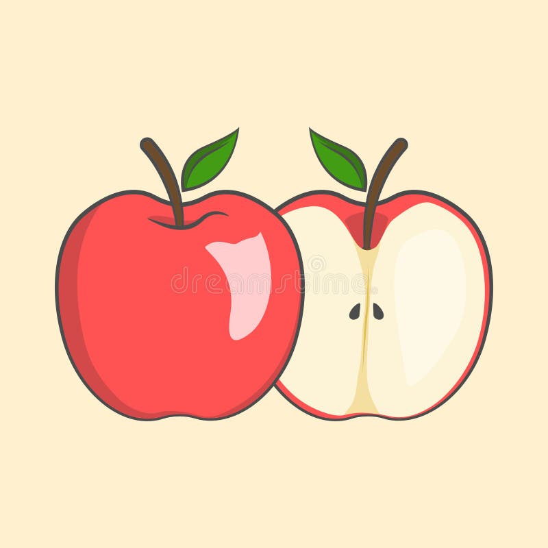 Vector Art Apple in Flat Style with Whole and Split Apples Stock Vector ...