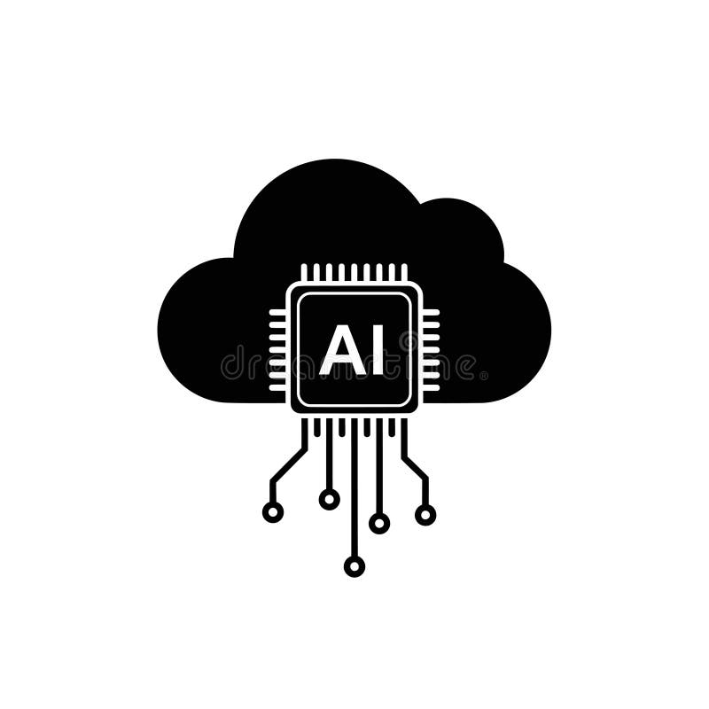 Vector Art of Artificial Intelligence Chip within a Cloud, Symbolizing Cloud Computing and ...