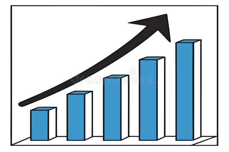 Vector Art of a Bar Graph Showing Growth with an Upward Trending Arrow ...