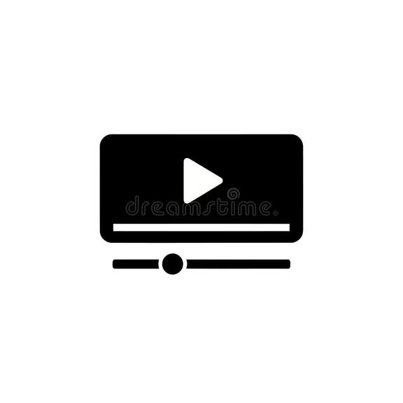 Vector Art of Black Video Player Icon, Featuring a Play Button and a ...