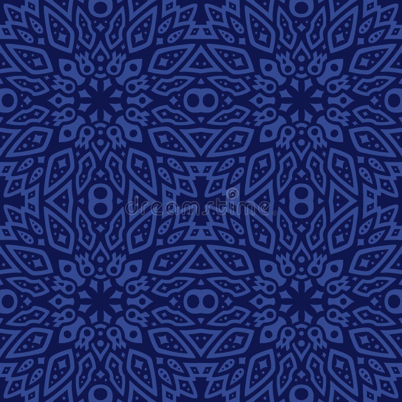 Vector Art with Blue Tribal Tile Pattern Stock Vector - Illustration of ...