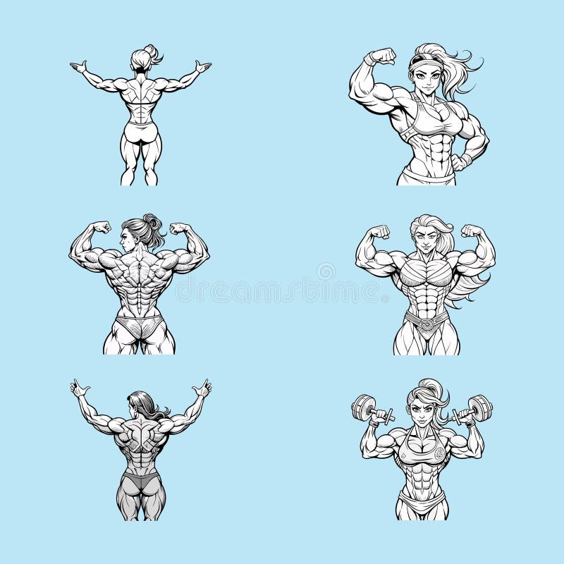 Vector Art of Bodybuilder Women Stock Illustration - Illustration of ...
