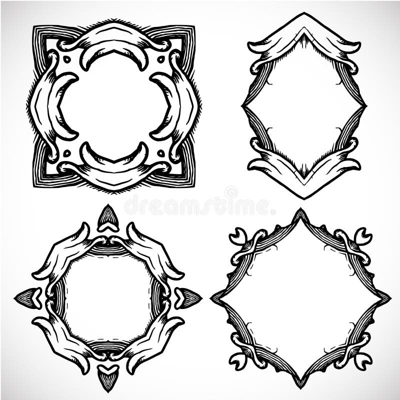 Round, Oval, Rectangular Vintage Victorian, Baroque Vector Frames Stock ...