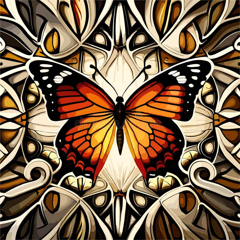 Vector Art of Butterfly Pattern with Colorful Butterfly. Stock Vector ...