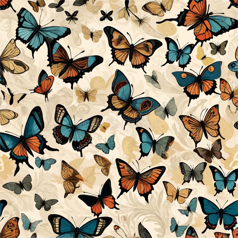 Vector Art of Butterfly Pattern with Colorful Butterfly. Stock Vector ...